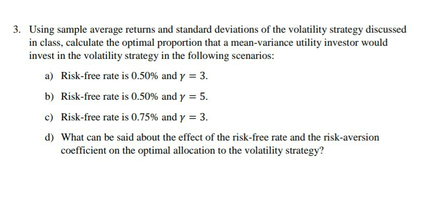 Using sample average returns and standard deviations | Chegg.com