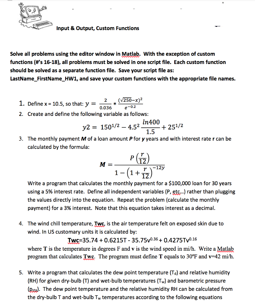 Solved Input & Output, Custom Functions Solve all problems | Chegg.com