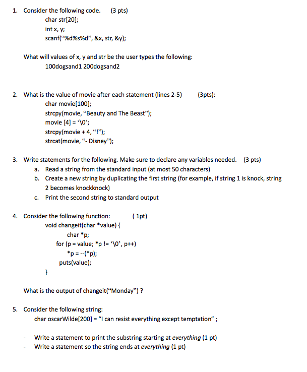 Solved Consider the following code. char str[20]; int x, | Chegg.com