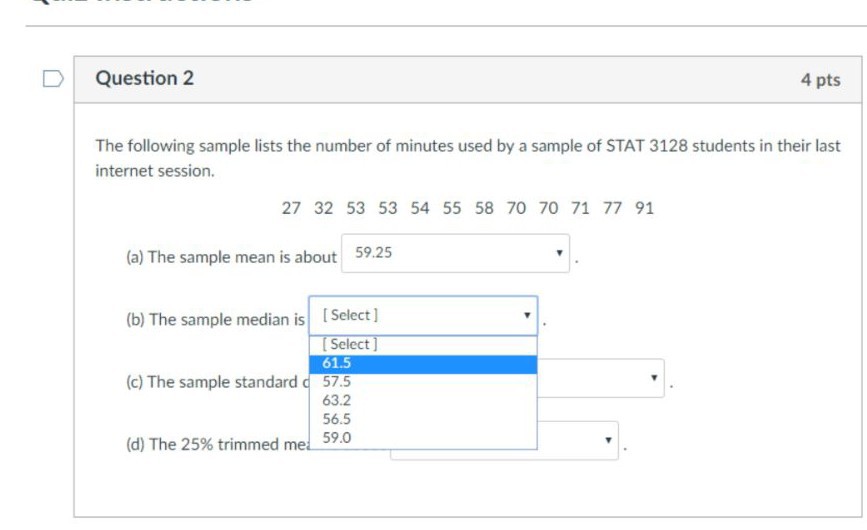 Solved DQuestion 2 4 pts The following sample lists the | Chegg.com