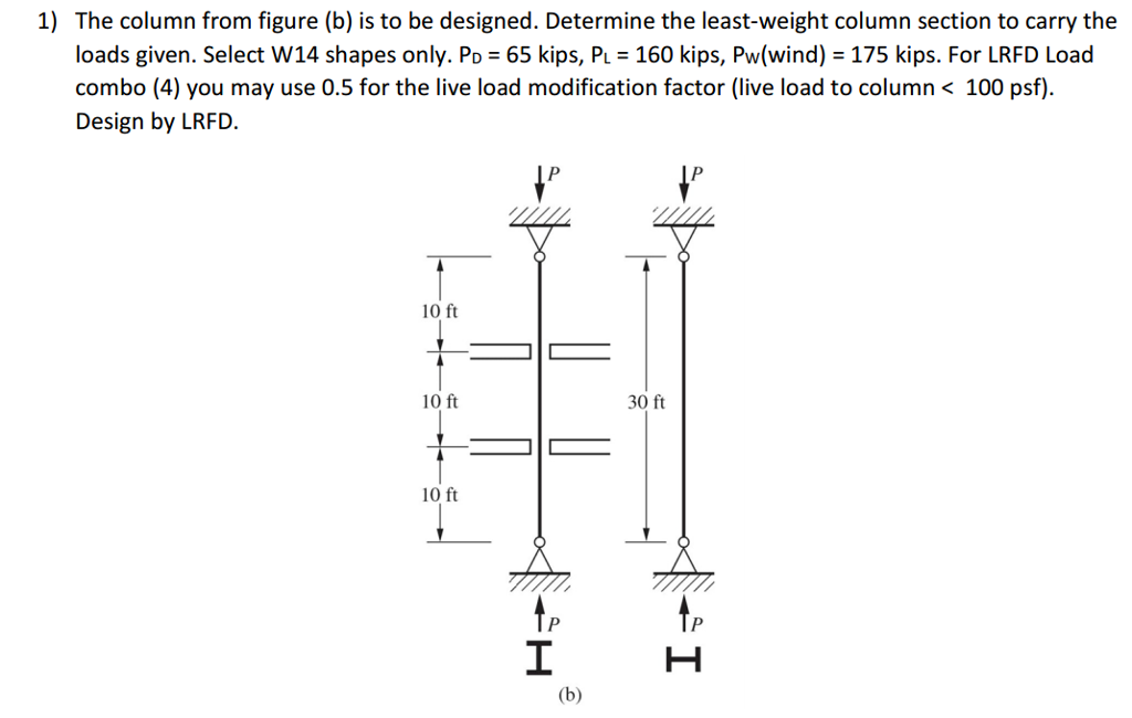 Solved The column from figure (b) is to be designed. | Chegg.com
