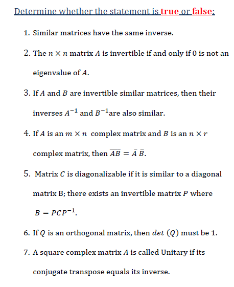 Solved Questions in linear algebra : Determine whether the | Chegg.com Solved Questions in linear algebra : Determine whether the | Chegg.com