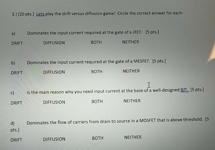 Solved play the drift versus diffusion game! Circle the | Chegg.com