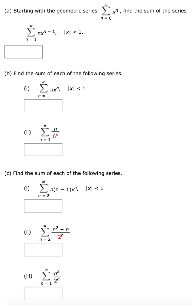 Solved .,find the sum of the series (a) Starting with the | Chegg.com
