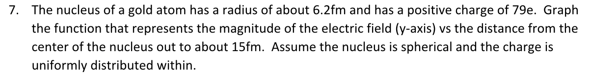 Solved The nucleus of a gold atom has a radius of about | Chegg.com