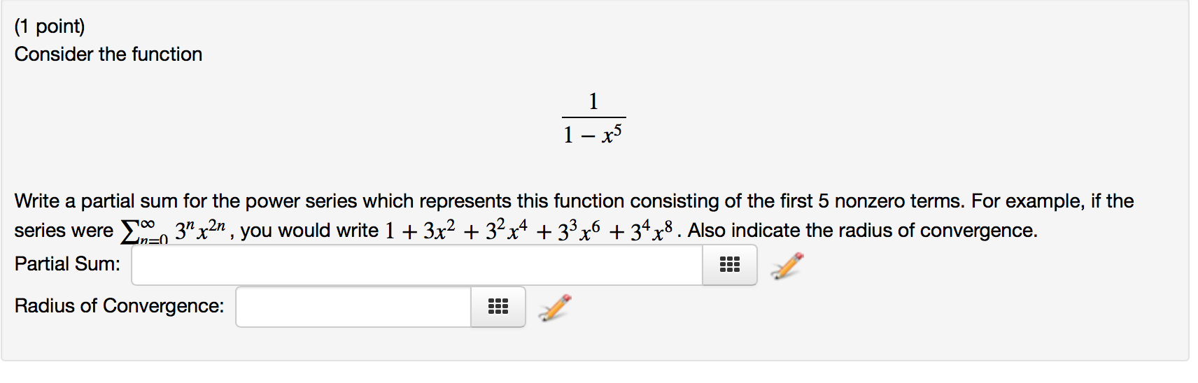 Solved 1. Write a partial sum for the power series which | Chegg.com