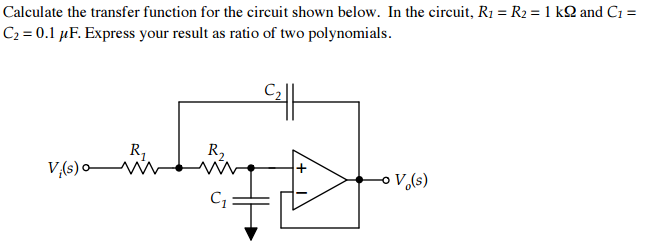 Solved Calculate the transfer function for the circuit shown | Chegg.com
