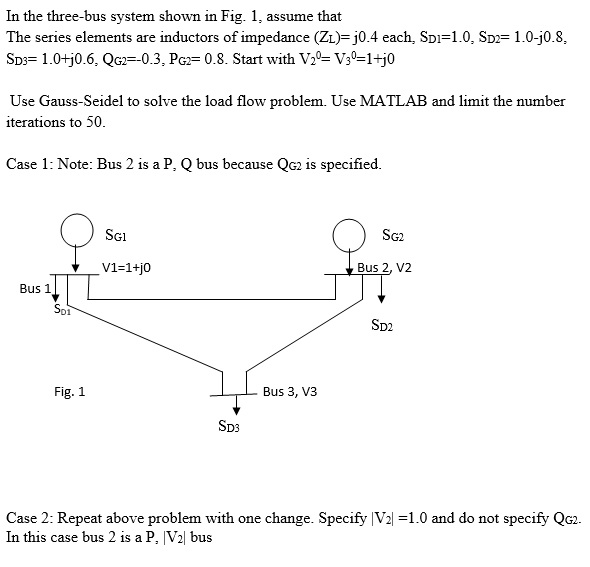 Solved In the three-bus system shown in Fig. 1, assume that | Chegg.com