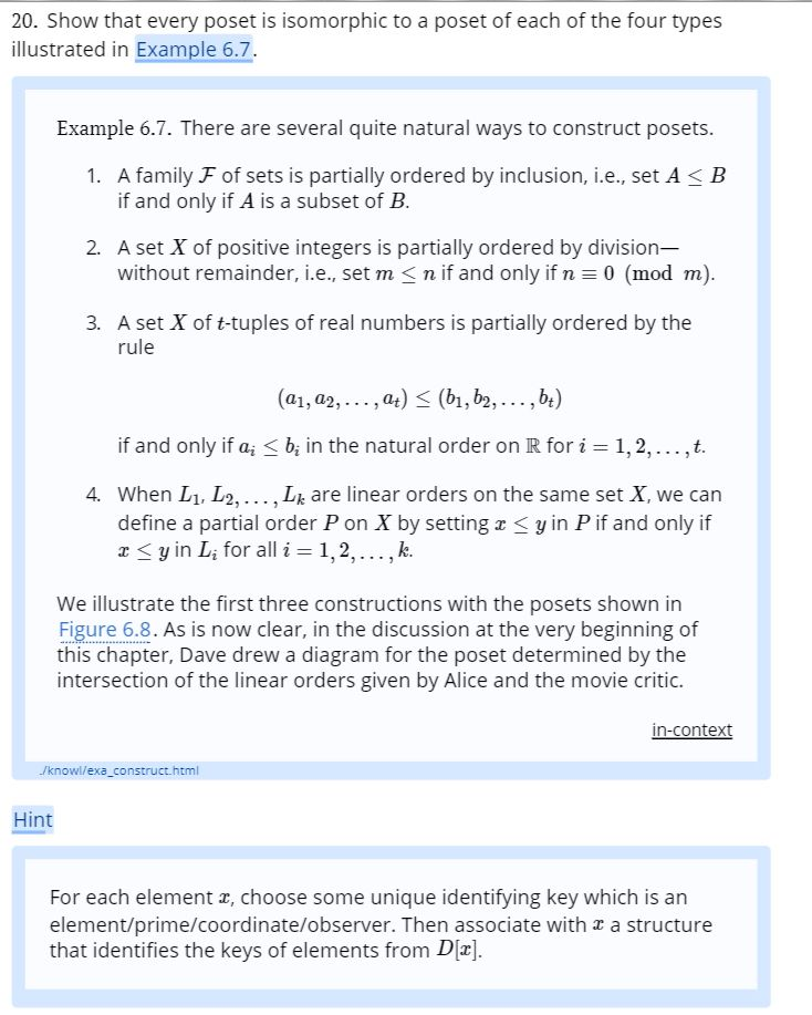 Solved 20 Show That Every Poset Is Isomorphic To A Poset Of