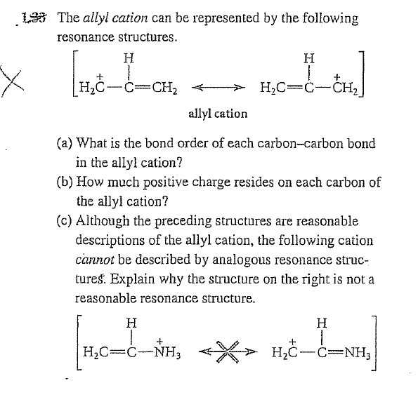 The allyl cation can be represented by the following | Chegg.com