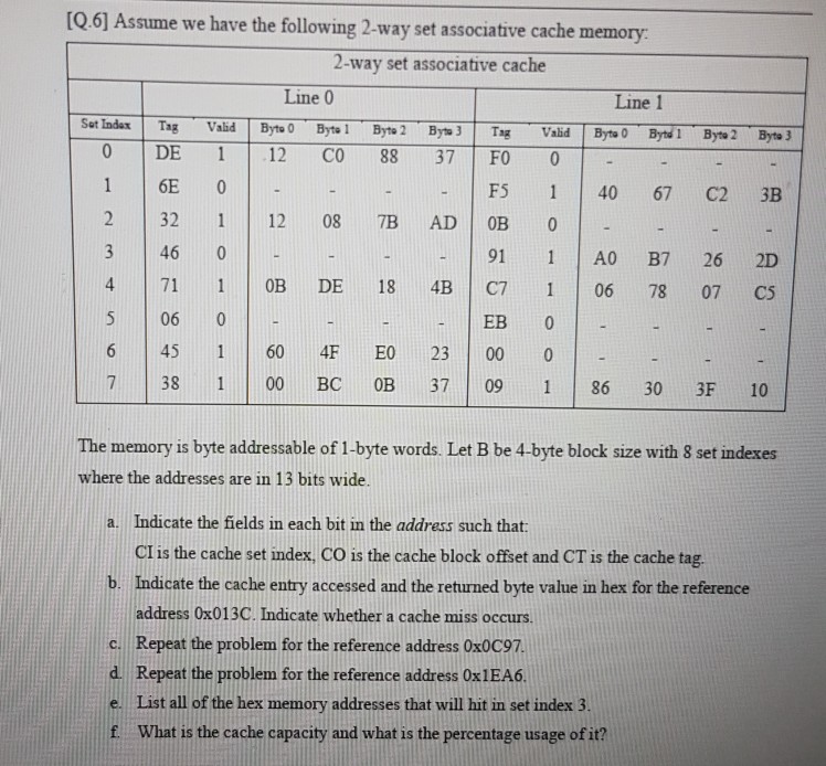 Solved 1q6 Assume We Have The Following 2 Way Set 
