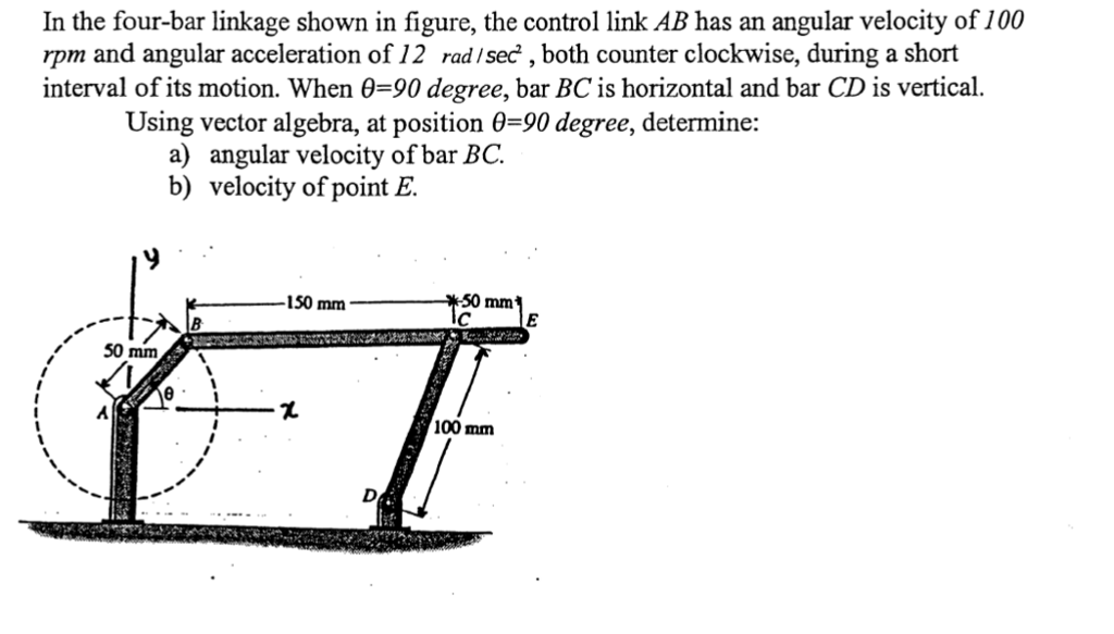 Solved In the four-bar linkage shown in figure, the control | Chegg.com
