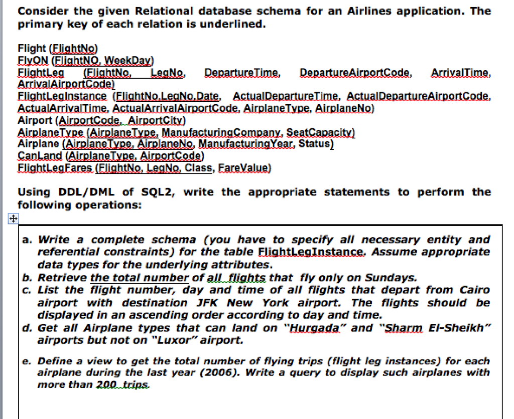 Solved Consider the given Relational database schema for an | Chegg.com