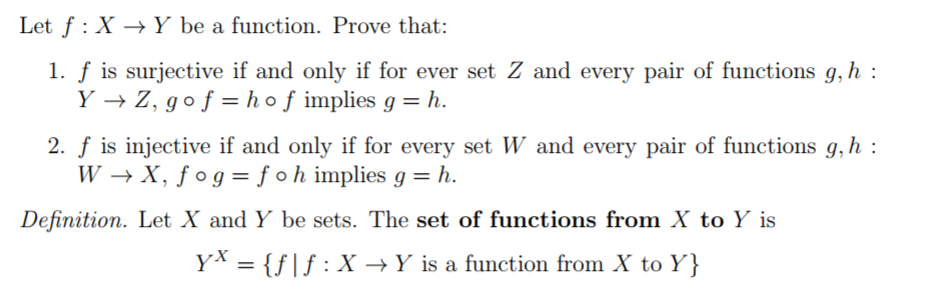 Solved Let f: X rightarrow Y be a function. Prove that: f | Chegg.com