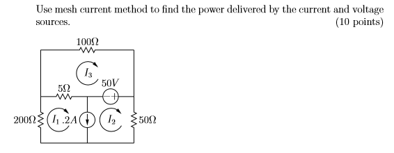Solved Use mesh current method to find the power delivered | Chegg.com