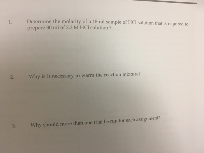 Solved Determine the molarity of a 18 ml sample of HC1 | Chegg.com