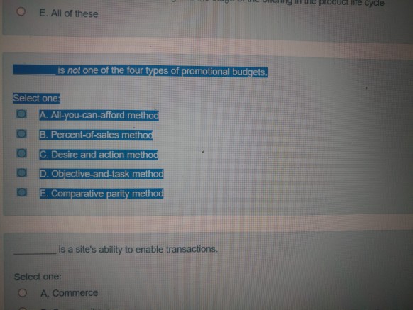 Solved anring he proddctile cycle O E. All of these is not | Chegg.com