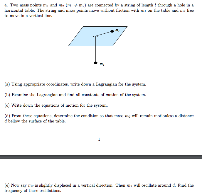 Solved 4. Two mass points mi and m2 (m1メm2) are connected by | Chegg.com