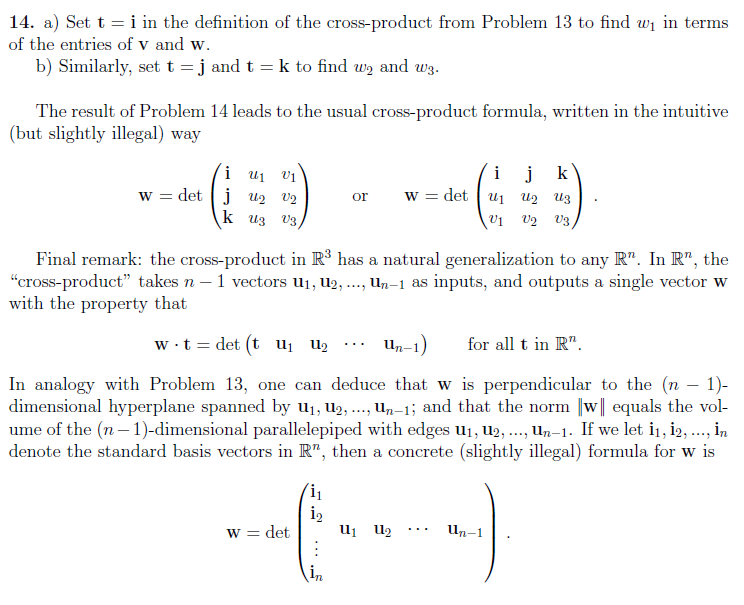 13. The cross-product" in R3 has a formal | Chegg.com
