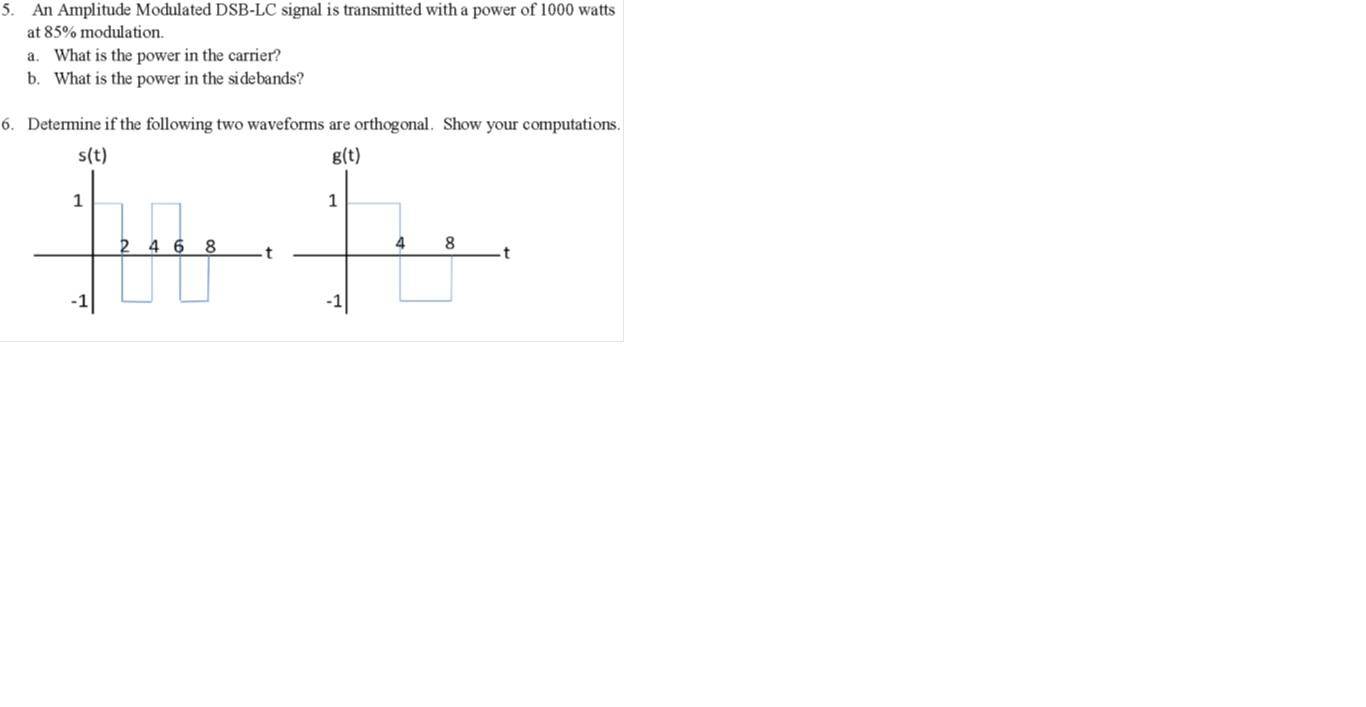 Solved An Amplitude Modulated DSB-LC signal is transmitted | Chegg.com