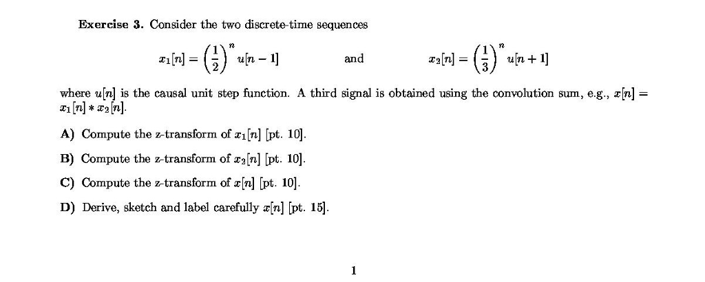 Solved Consider the two discrete-time sequences x_1[n] = | Chegg.com