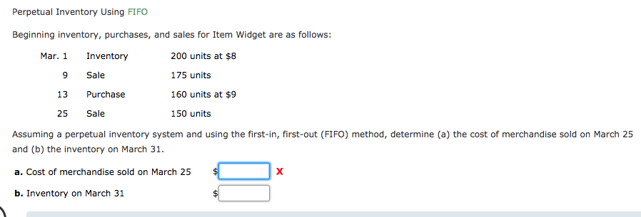 Solved Perpetual Inventory Using FIFO Beginning inventory, | Chegg.com