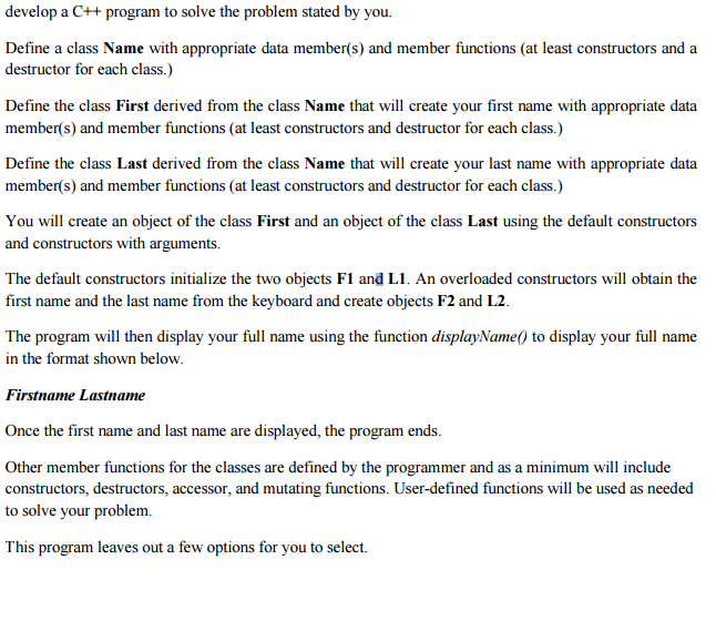 Solved develop a C++ program to solve the problem stated by | Chegg.com