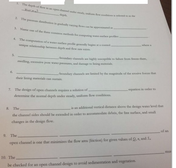 Solved The depth of flow in an open channel under , uniform | Chegg.com