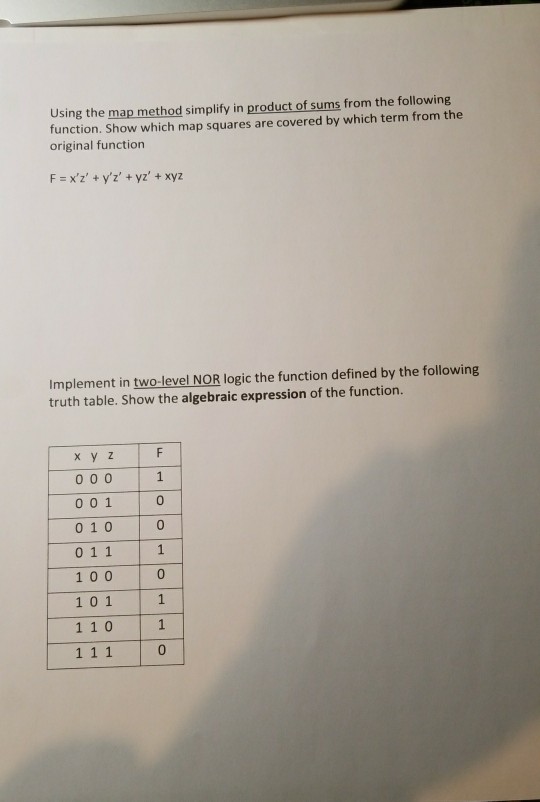 Solved Using the map method simplify in product of sums from | Chegg.com