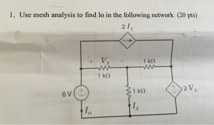 Solved Use mesh analysis to find lo in the following network | Chegg.com