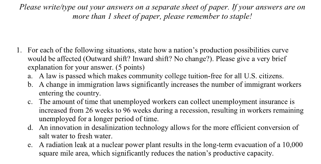 Solved Please write/type out your answers on a separate | Chegg.com
