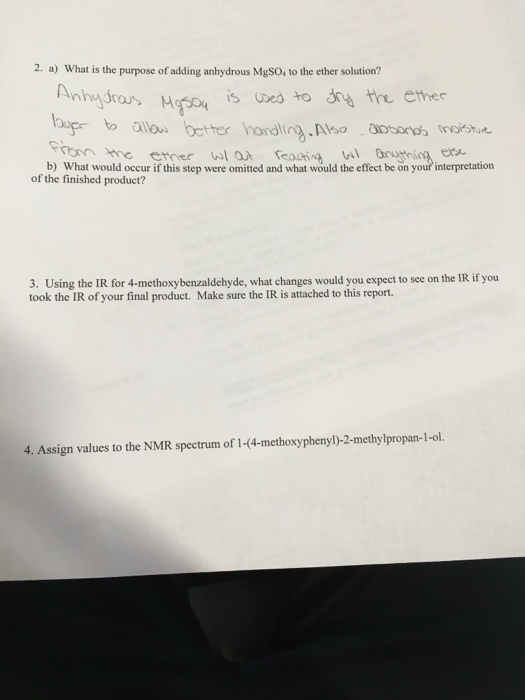 Solved What is the purpose of adding anhydrous MgSO_4 to the | Chegg.com