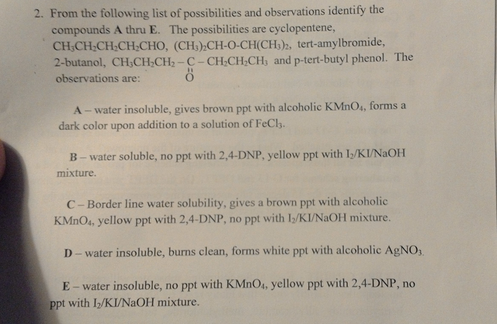 Solved From the following list of possibilities and | Chegg.com