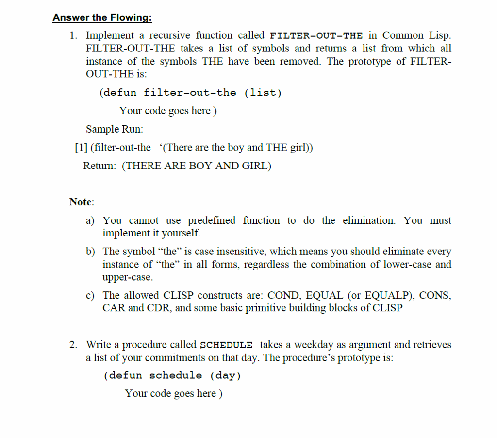Answer the Flowing 1. Implement a recursive function | Chegg.com