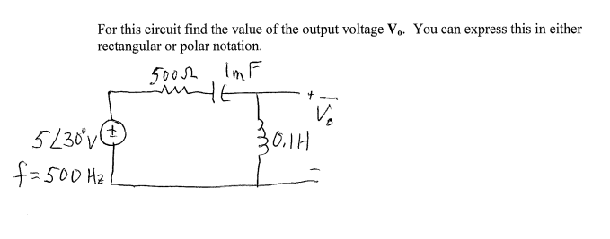 Solved For this circuit find the value of the output voltage | Chegg.com