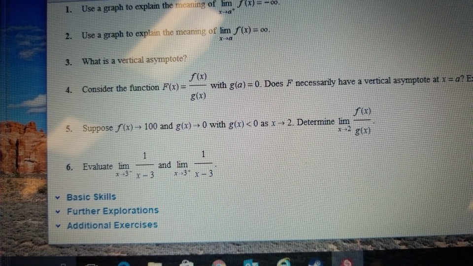 Solved 1. Use a graph to explain the meaning of lim/(x) | Chegg.com