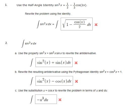Solved 1. Use the Half-Angle Ide ntity sin2 1-Icos(2x) | Chegg.com