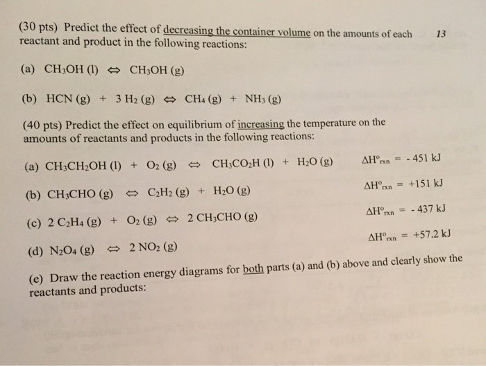 Solved Predict the effect of decreasing the container volume | Chegg.com