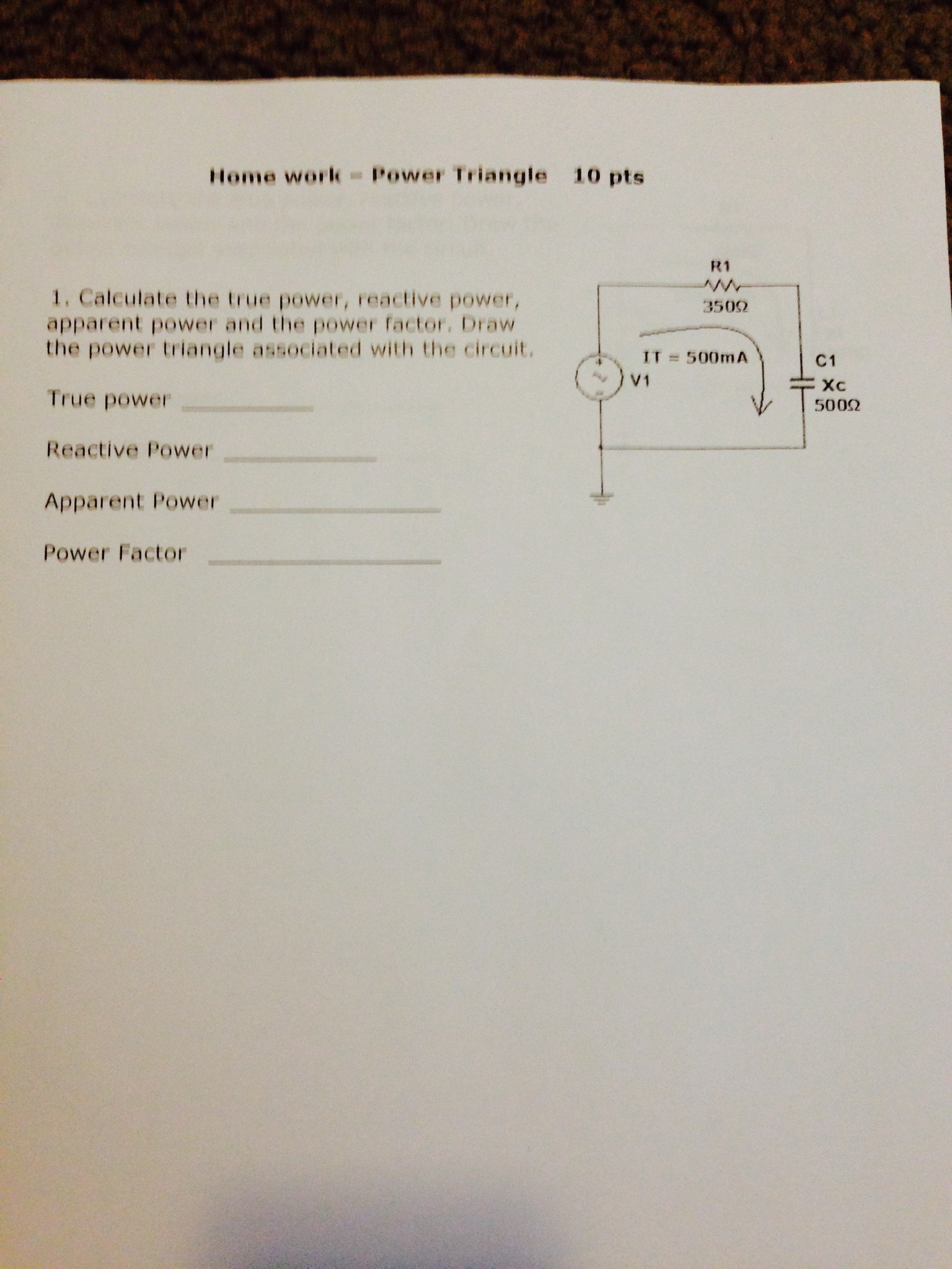 Solved Calculate the true power, reactive power, apparent | Chegg.com