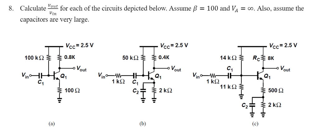 Solved Calculate v_out/v_in for each of the circuits | Chegg.com