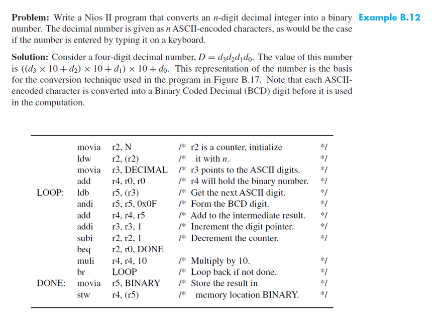 Solved Problem: Write a Nios II program that converts an | Chegg.com