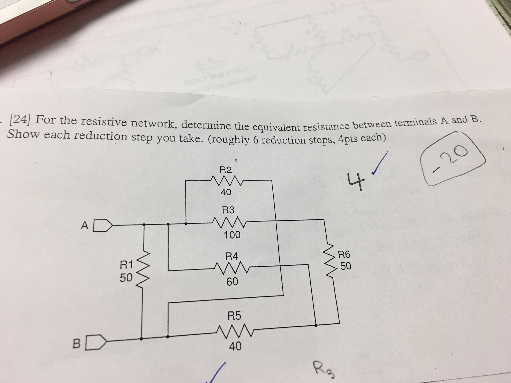 Solved For the resistive network, determine the equivalent | Chegg.com