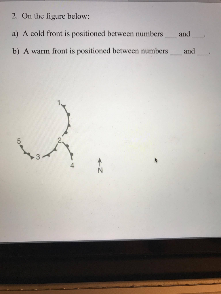 Solved On the figure below: a) A cold front is positioned | Chegg.com