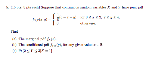 Solved 5. (15 pts; 5 pts each) Suppose that continuous | Chegg.com