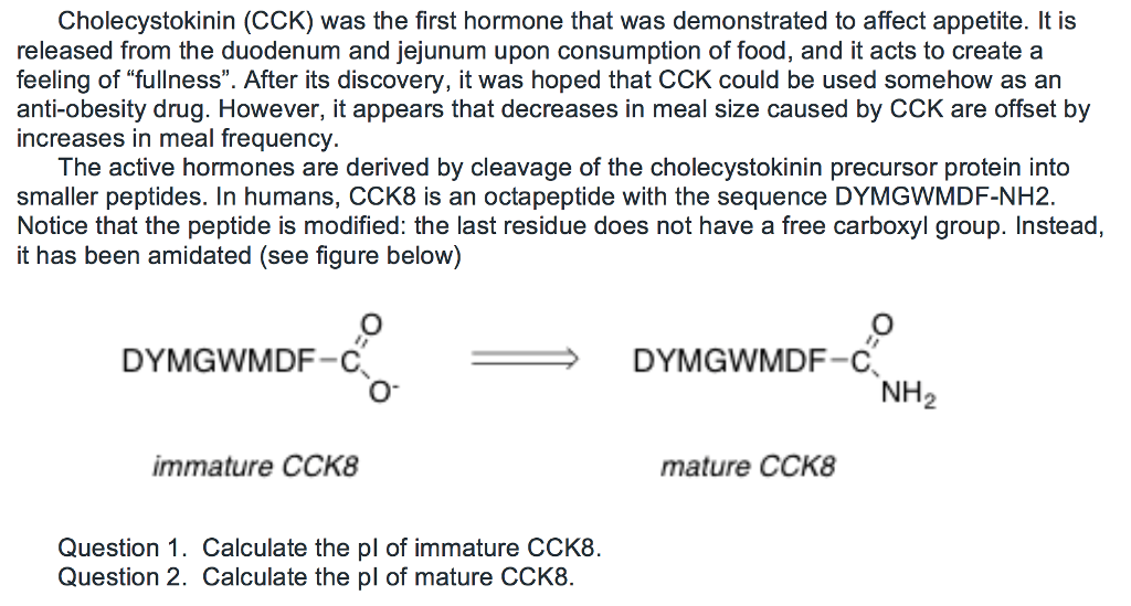 Solved Cholecystokinin (CCK) was the first hormone that was | Chegg.com