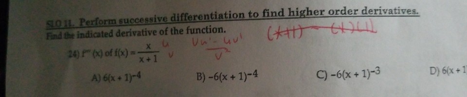 Solved 1011. Perform successive differentiation to find | Chegg.com