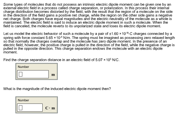 Solved a) Find the charge separation distance in an electric | Chegg.com