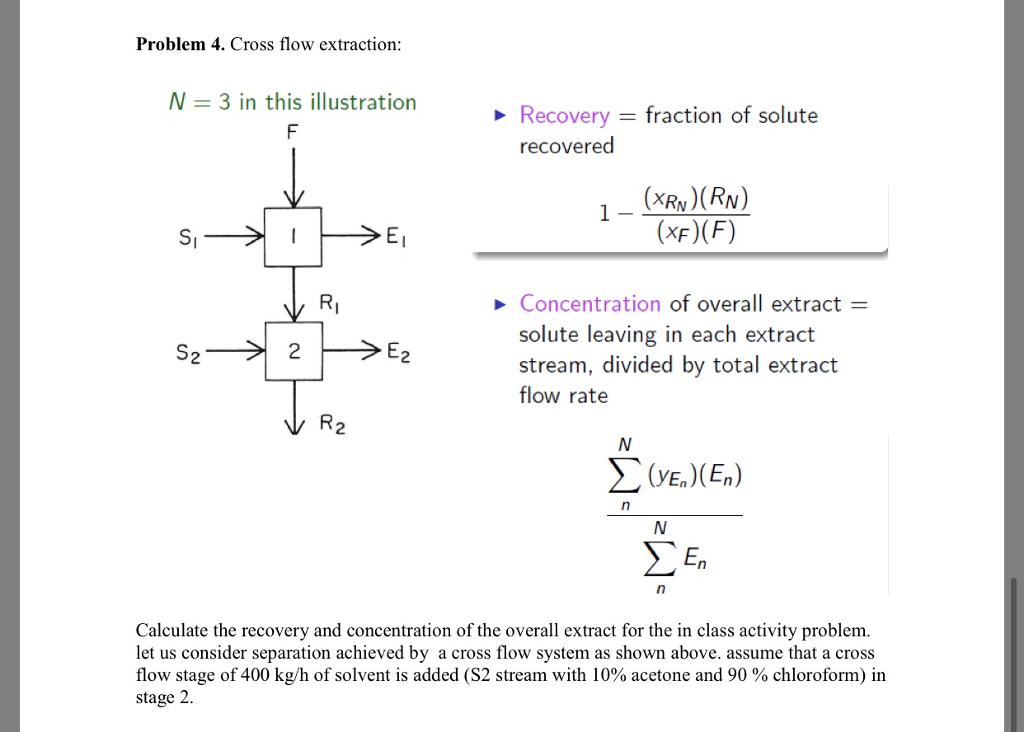 Cross flow extraction: N = 3 in this illustration | Chegg.com