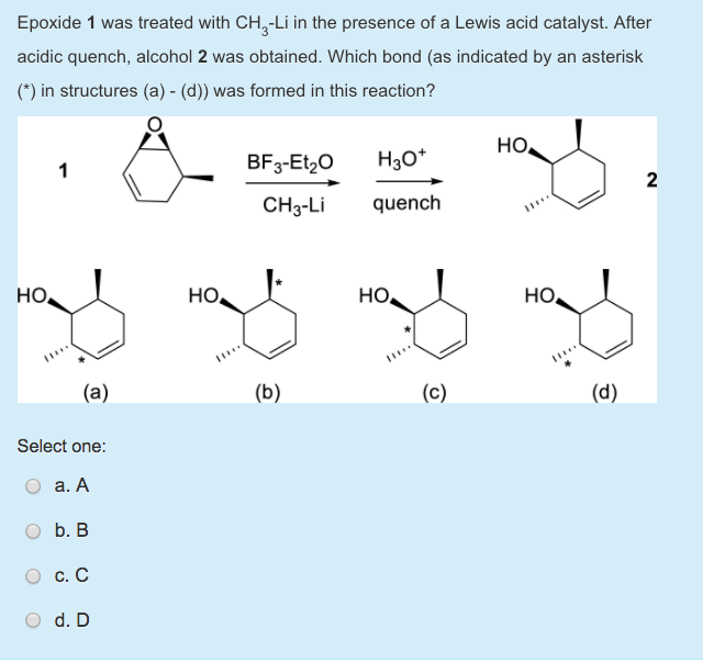 Solved Epoxide 1 was treated with CH3-Li in the presence of | Chegg.com