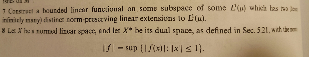 Solved Construct a bounded linear functional on some | Chegg.com